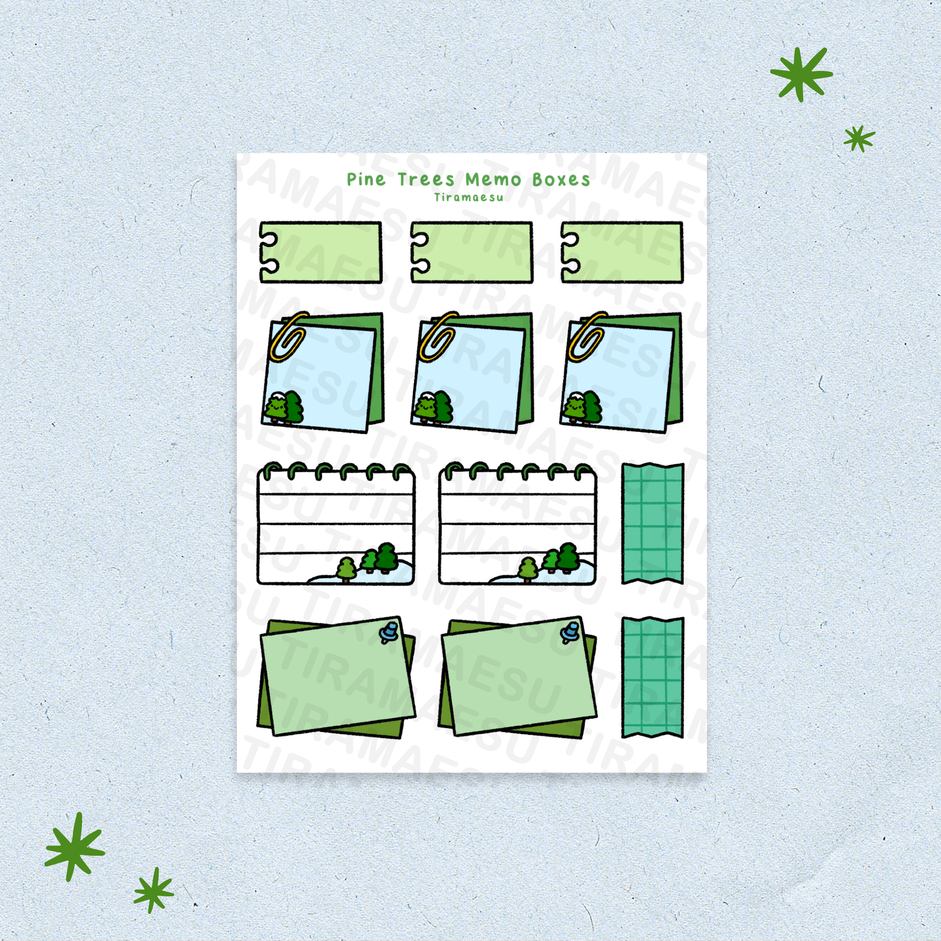 Pine Trees Memo Boxes Sticker Sheet – Tiramaesu